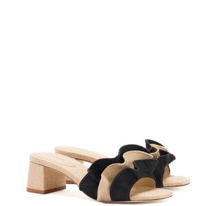Larroude | Shoes | Nwt Larroud Brigitte Ruffle Mule In Beige And Black ...
